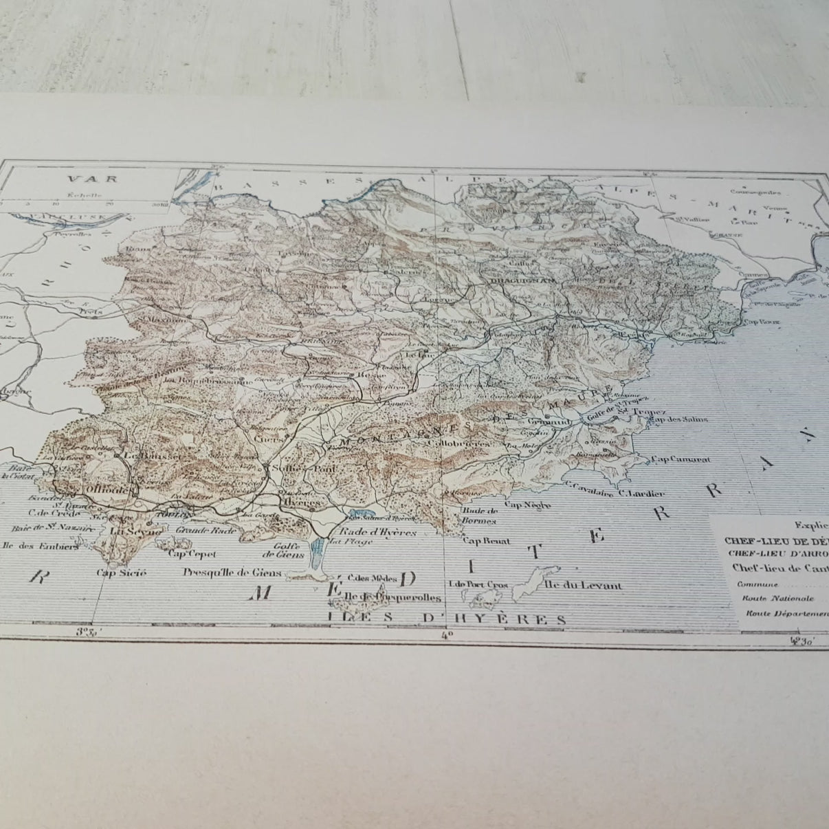 1892 Antique Var Map - France