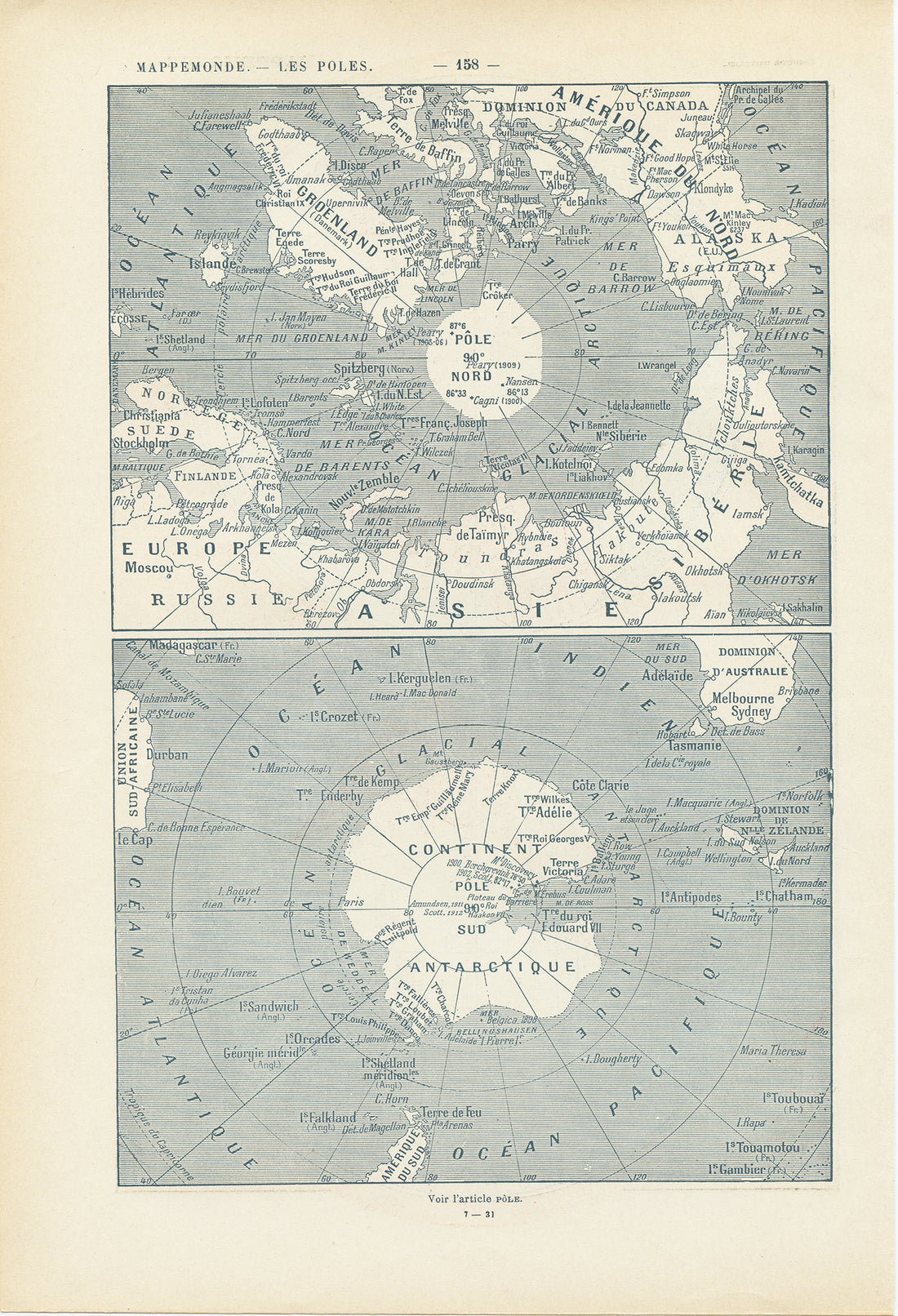 1922 Antique World Map