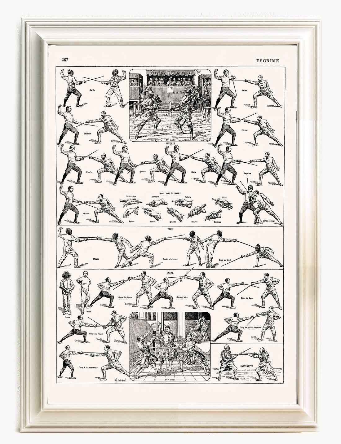 Retro Black and white fencing poster - Giclee print - Large format