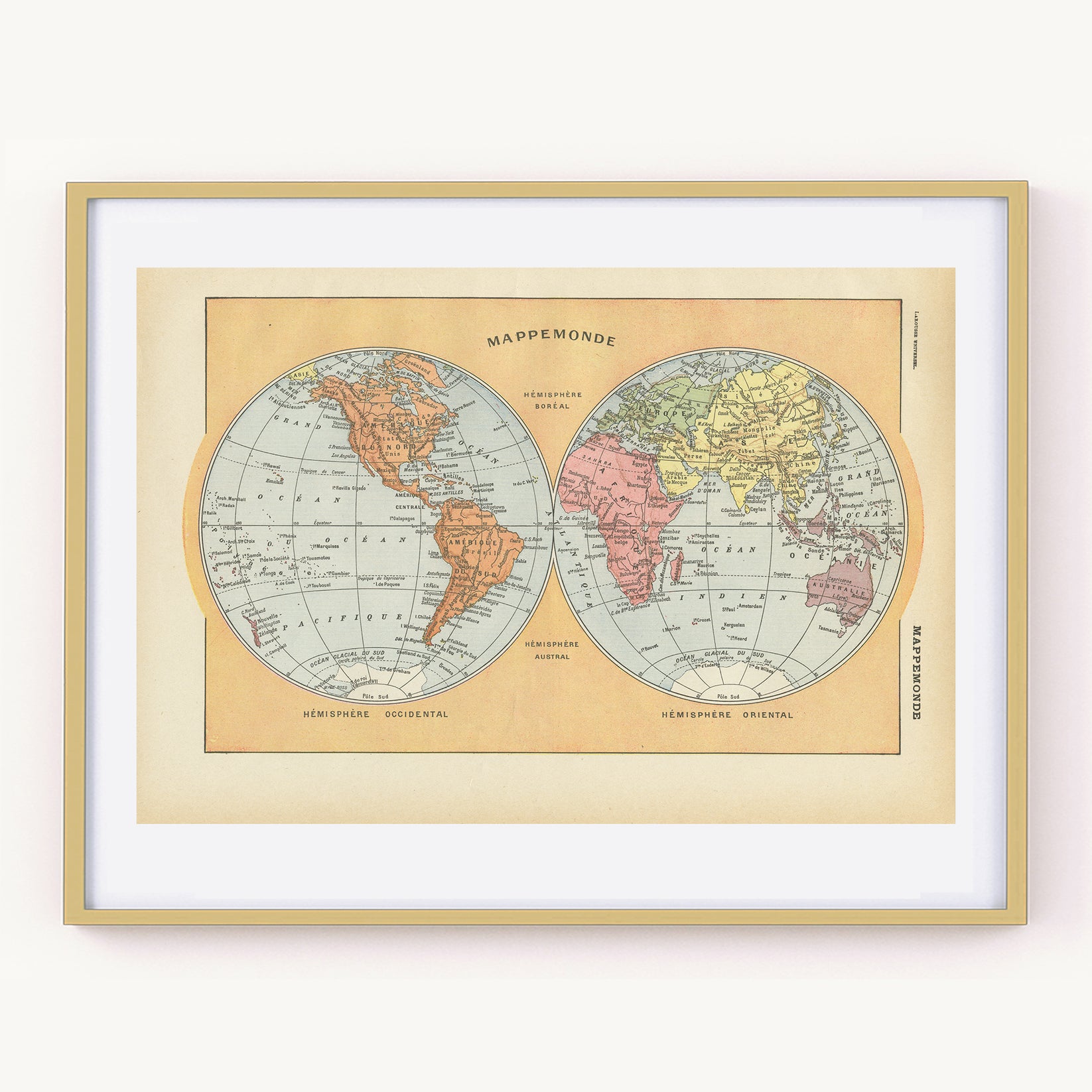 1922 Antique World Map