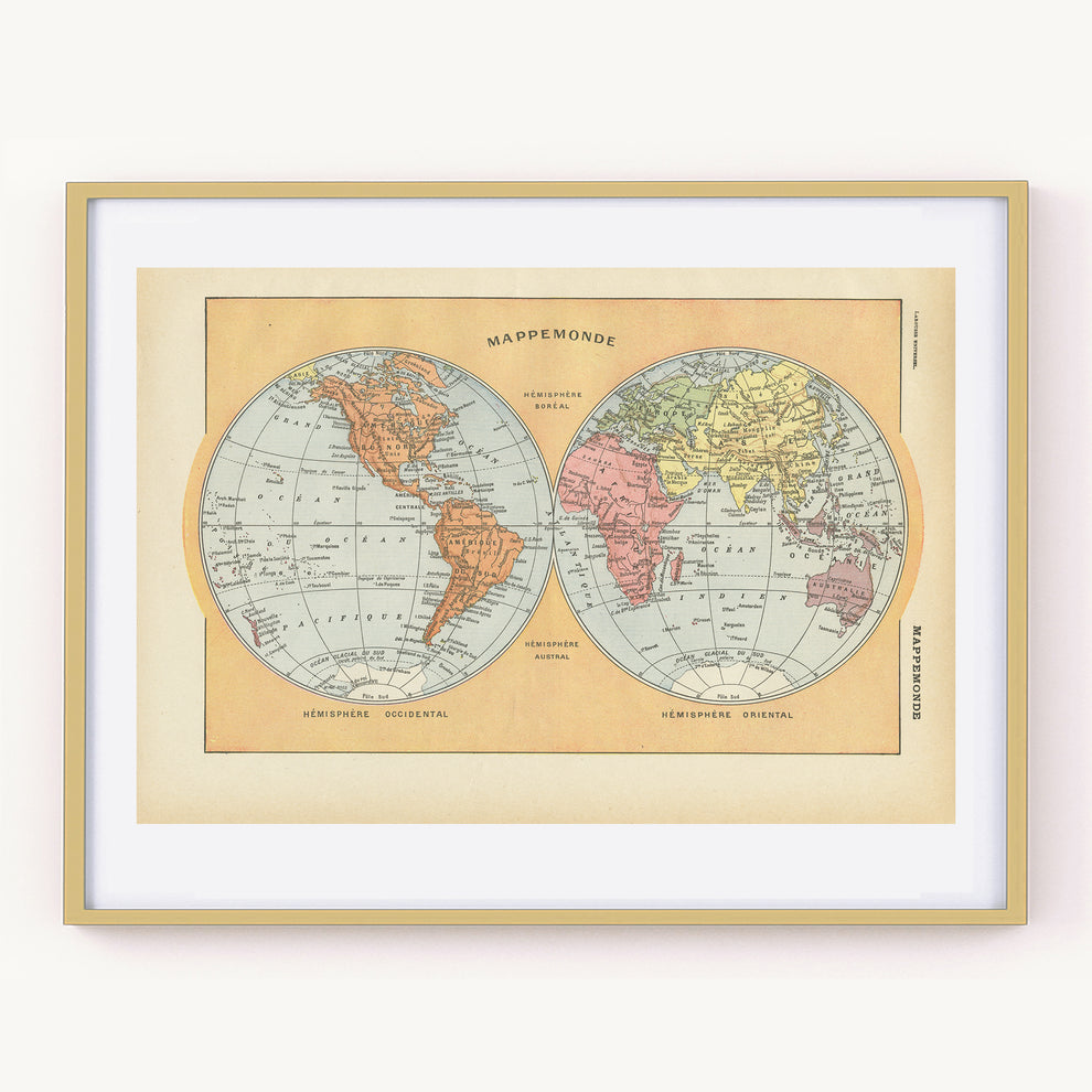 1922 Antique World Map