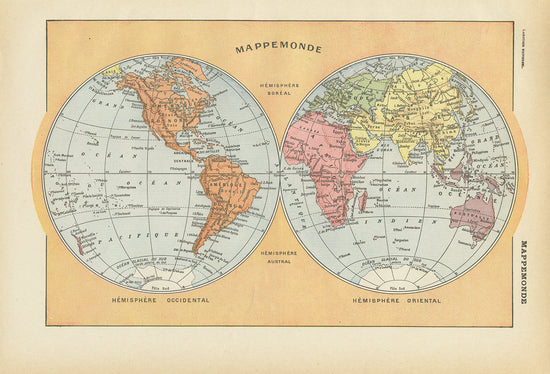 1922 Antique World Map